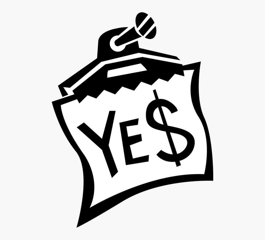 Vector Illustration Of Yes Sign Cash Money Dollar Bank, HD Png Download ...