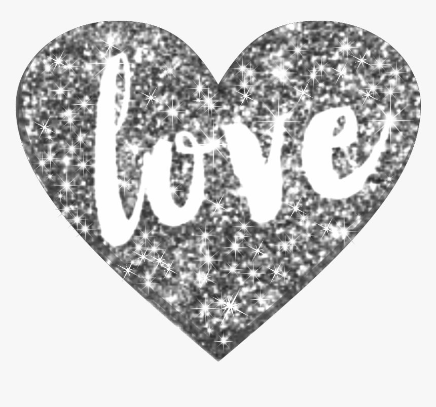 Ftestickers Stickers Glitter Heart Love Sparkles Heart Silver Glitter