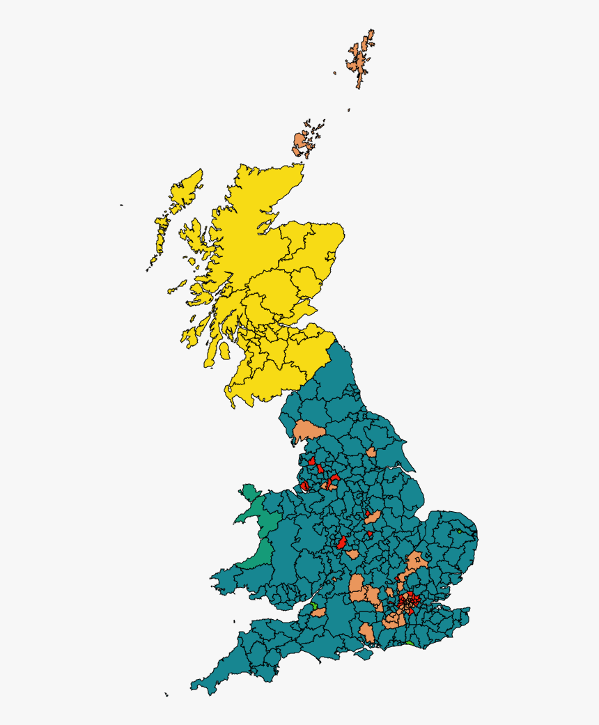 Map Of Great Britain Showing The Leading Parties For - European ...