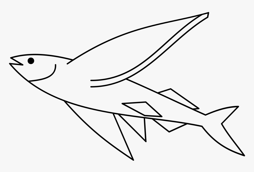 Flying Fish Negative Clip Arts - Flying Fish Simple Drawing, HD Png ...