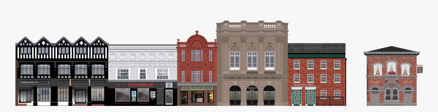 Transparent Row Of Houses Clipart - Buildings In A Row, HD Png Download ...