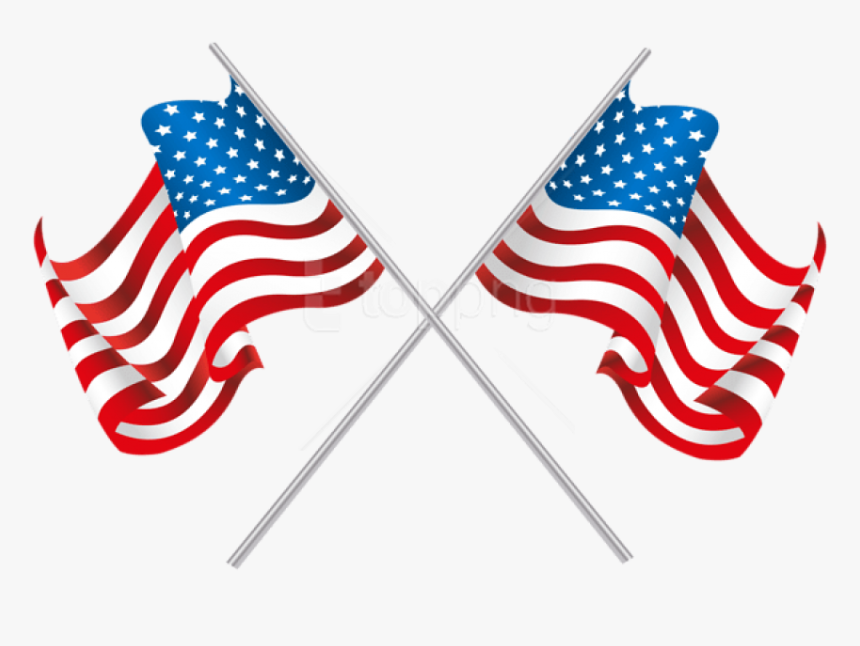 Usa Flag Clip Art Png - Crossed American Flags Transparent, Png ...