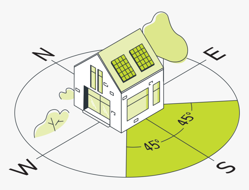 Home With Solar Panels And Compass Showing Different - House With Solar ...