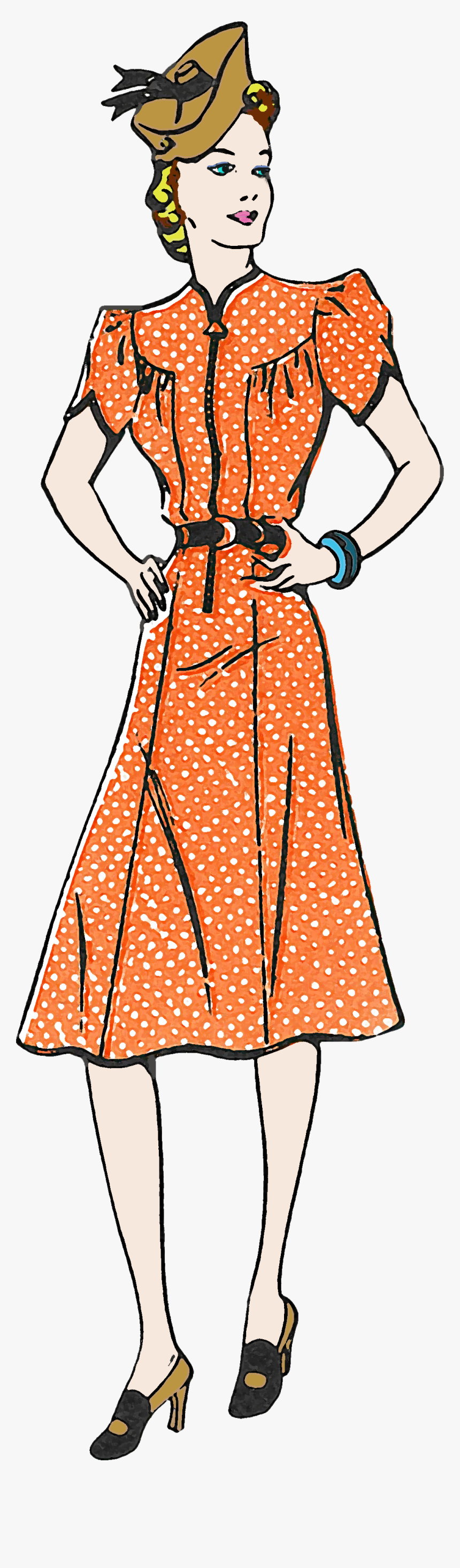 Transparent Vintage Woman Png - Paveiksliukai Mada, Png Download ...