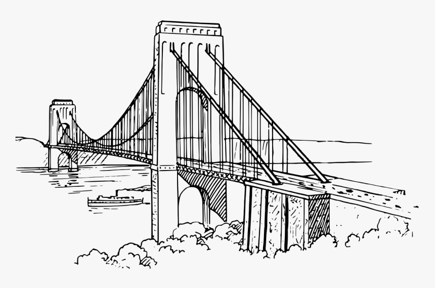 3d Drawing Of Suspension Bridge, HD Png Download , Transparent Png ...