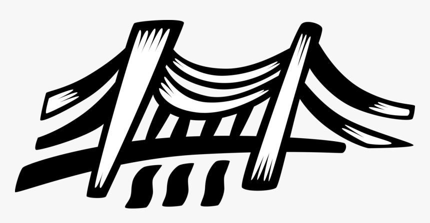 Vector Illustration Of Suspension Bridge Crosses Open, HD Png Download ...