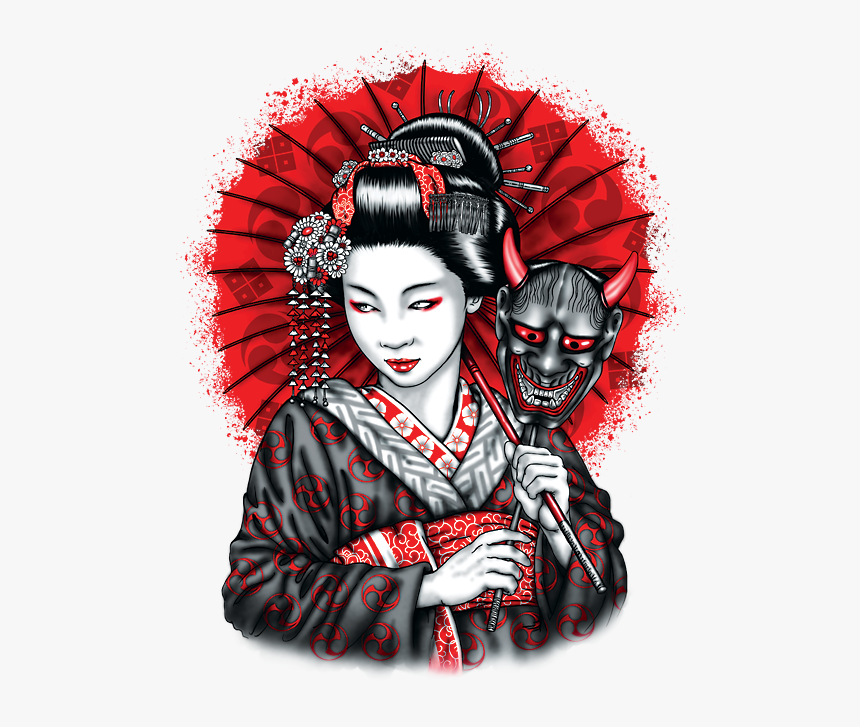 Shimada - Geisha With Oni Mask, HD Png Download , Transparent Png Image ...
