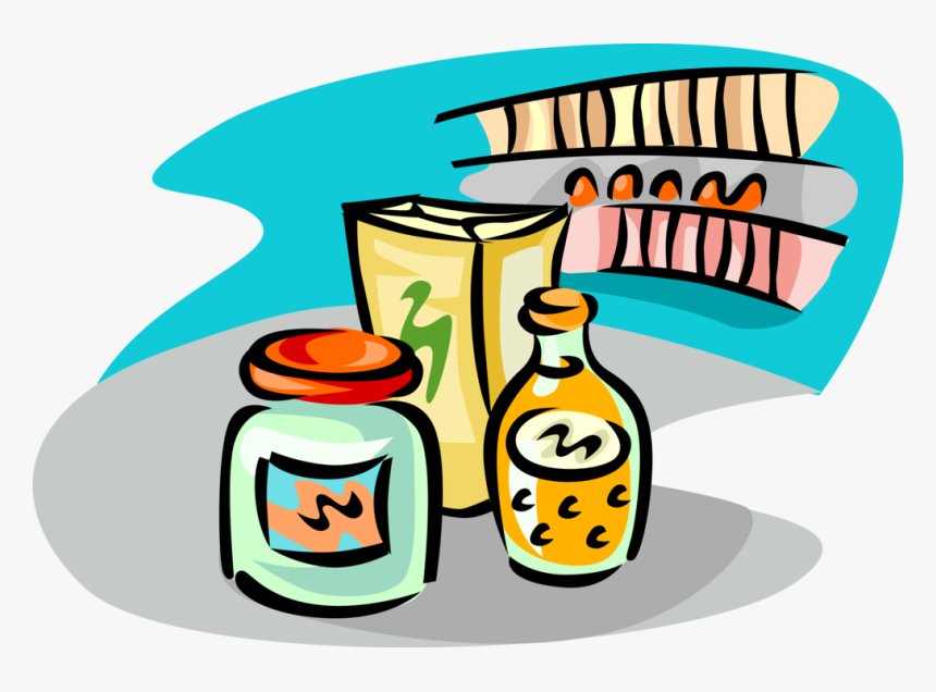 Vector Illustration Of Grocery Store Commodity Food - Vector Graphics ...