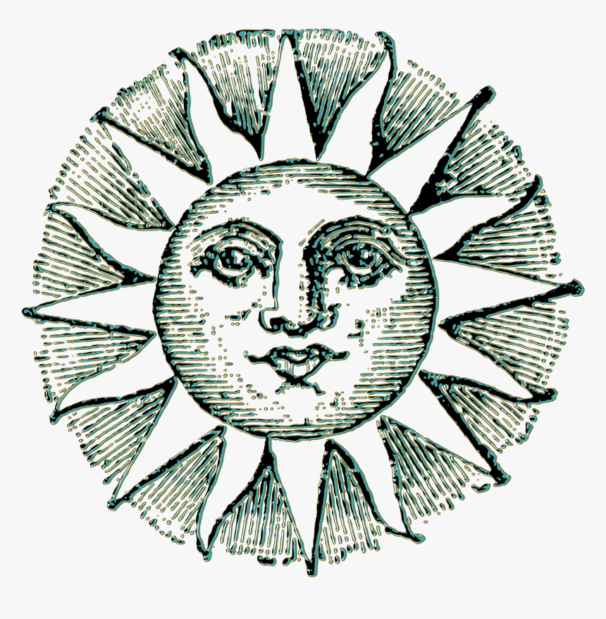 Vintage Sun 04 Clip Arts - Old Sun Drawing Png, Transparent Png ...