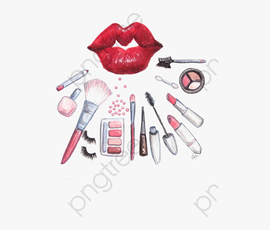 Transparent Makeup Clipart Png - Simple Makeup Brush Drawing, Png ...