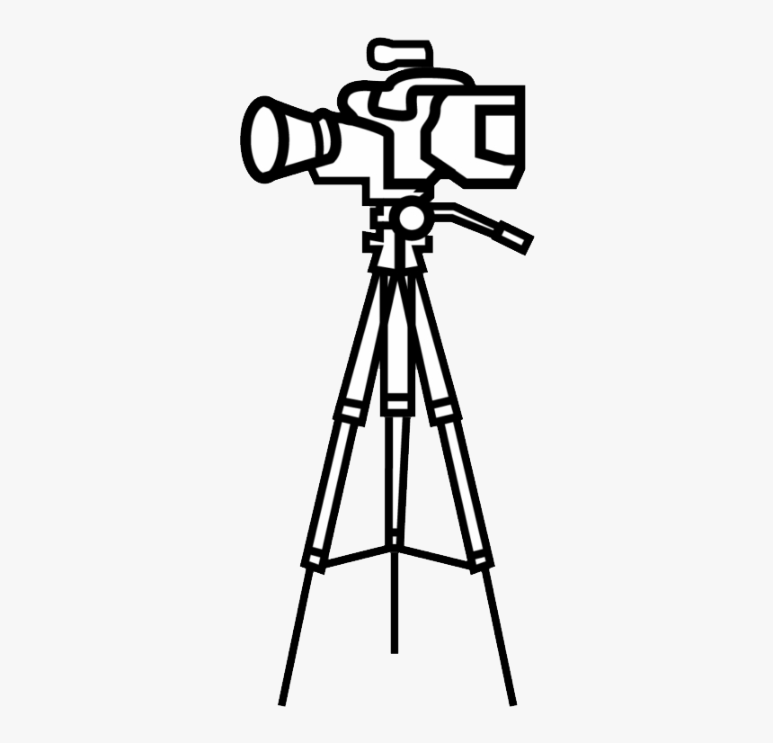 Camera With Tripod Clip Art Black And White