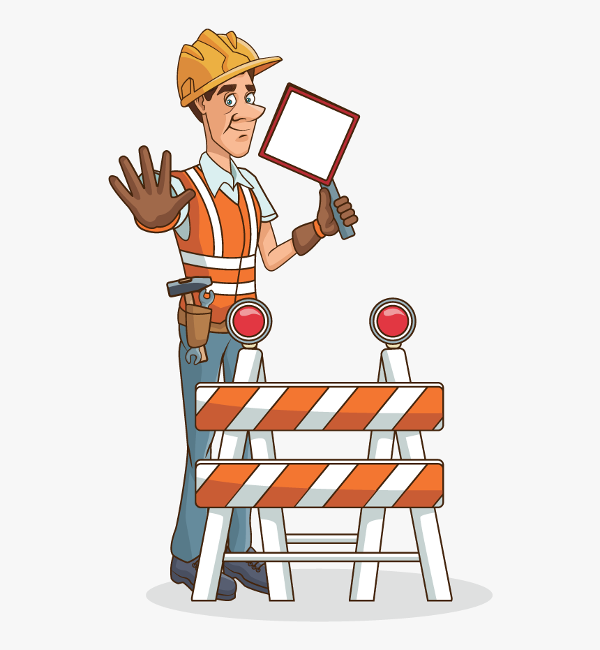 Man Standing With Safety Sign - Cartoon, HD Png Download , Transparent ...