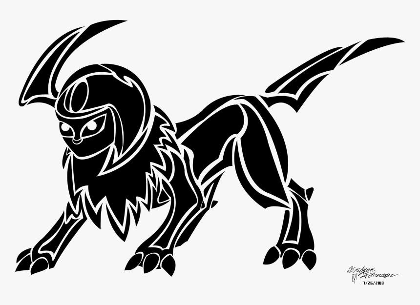 Absol Transparent Black And White Banner Transparent - Absol Silhouette ...