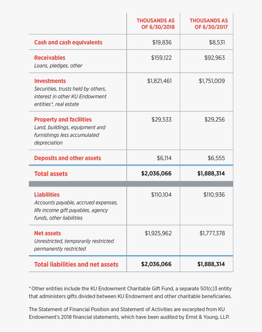 Ar2018 Financial Position - Endowment Financial Statement, HD Png ...