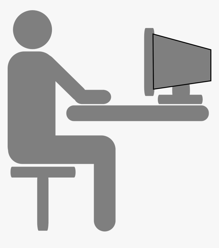 Person At Desk Png -user Desk Grey Screen Work Png - Person Sitting At ...