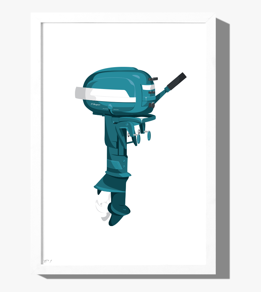 Outboard Motor Art Print With Optional Frame, HD Png Download ...