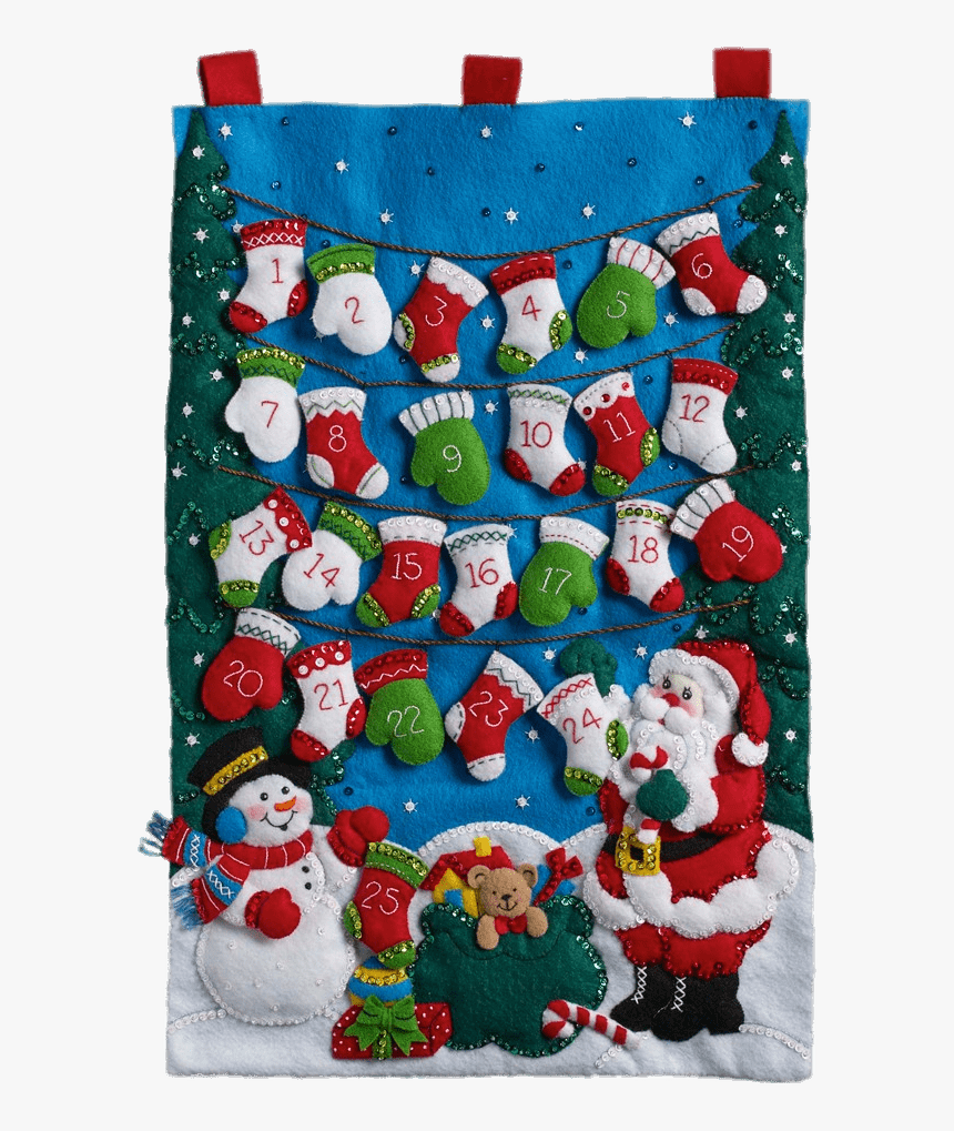 Stockings Advent Calendar - Felt Stocking Advent Calendar, HD Png ...