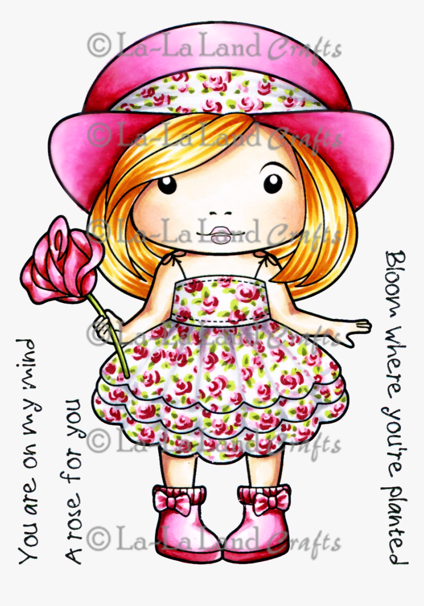 Marci With Rose Rubber Stamp - Cartoon, HD Png Download , Transparent ...