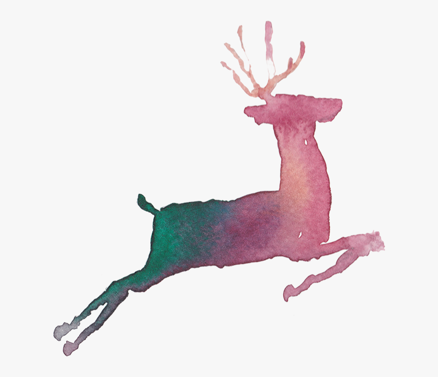 Painted Deer Running Png Download - Reindeer Running Painting ...