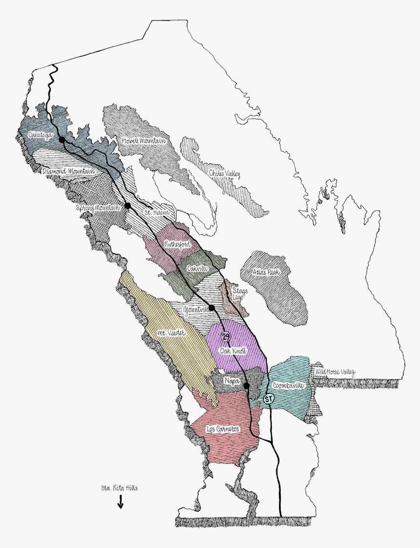 Vaca Mountains Wine Map, HD Png Download , Transparent Png Image - PNGitem