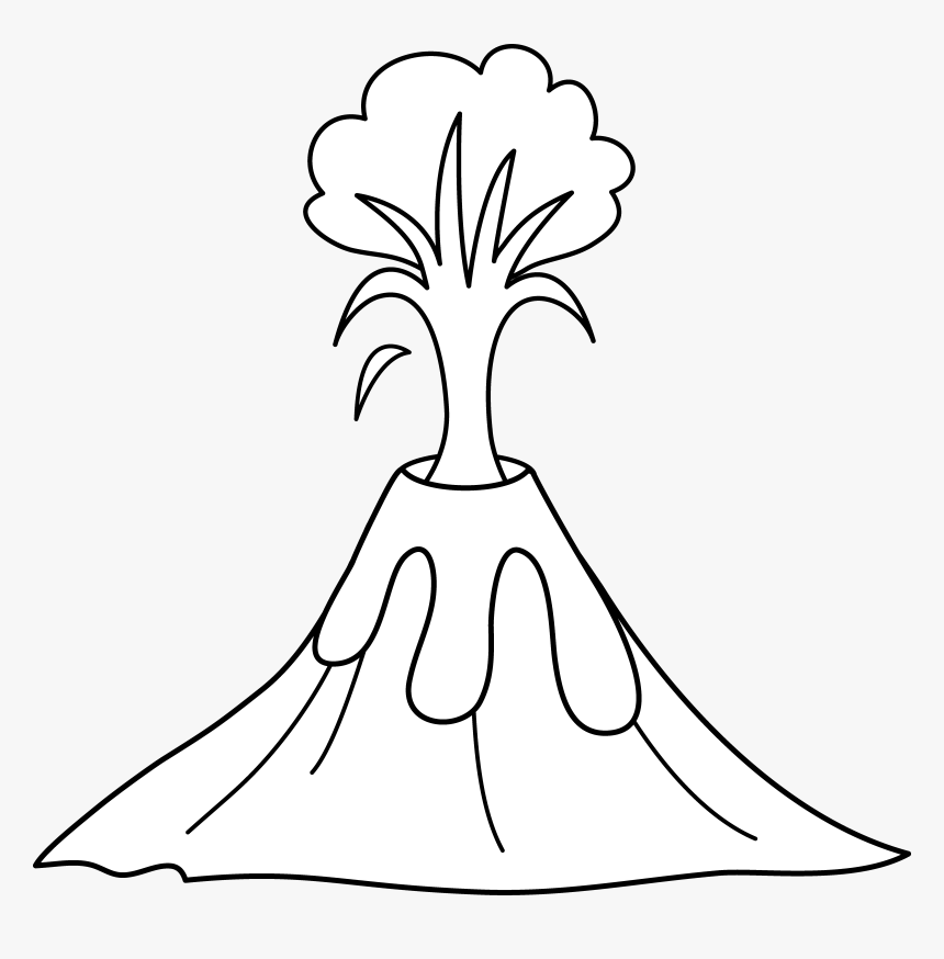 Erupting Volcano Line Art Free Clip Art - Volcano Clipart Black And ...