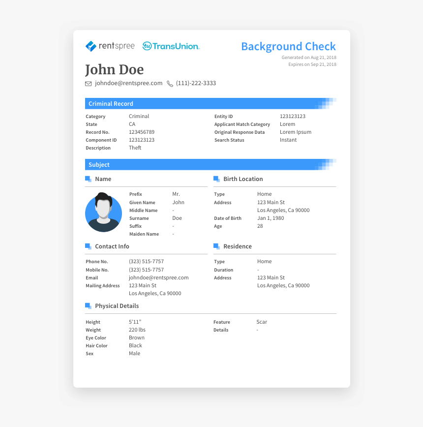 Personal Background Check Sample, HD Png Download , Transparent Png ...