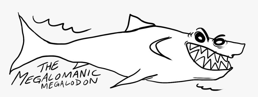 The Megalomanic Megalodon - Line Art, HD Png Download , Transparent Png ...