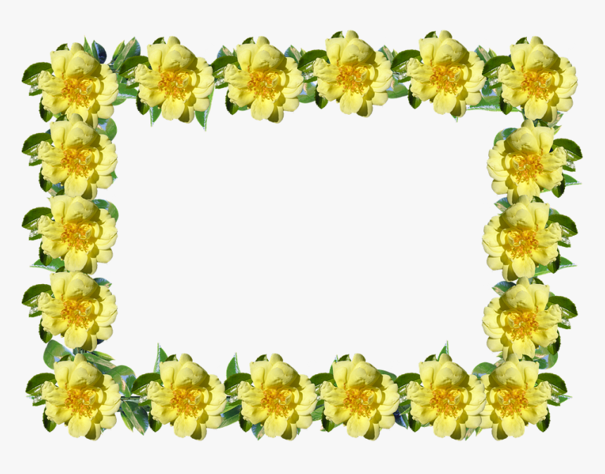 Frame, Border, Rose, Yellow, Floral - Yellow Flower Frame Png ...