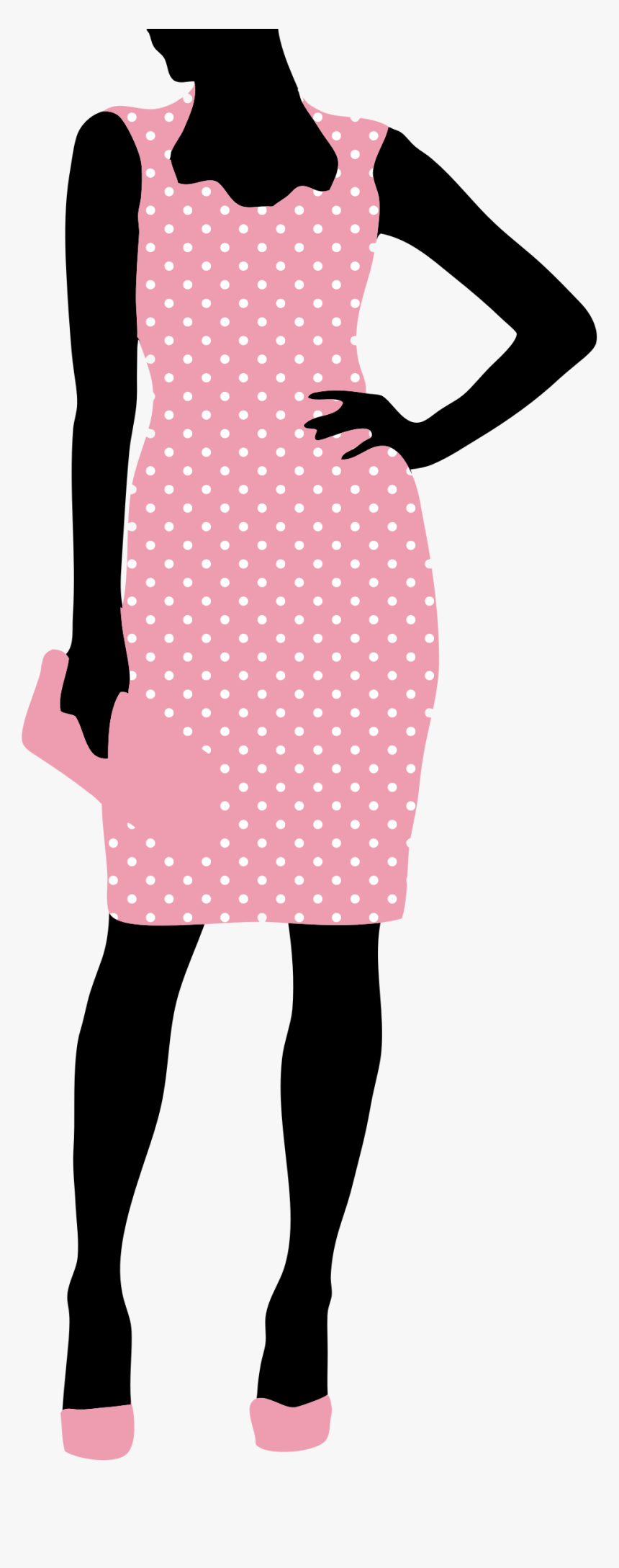 Fashion Woman Pink Polka Dot Dress Clip Arts - Fashion Model Clipart ...