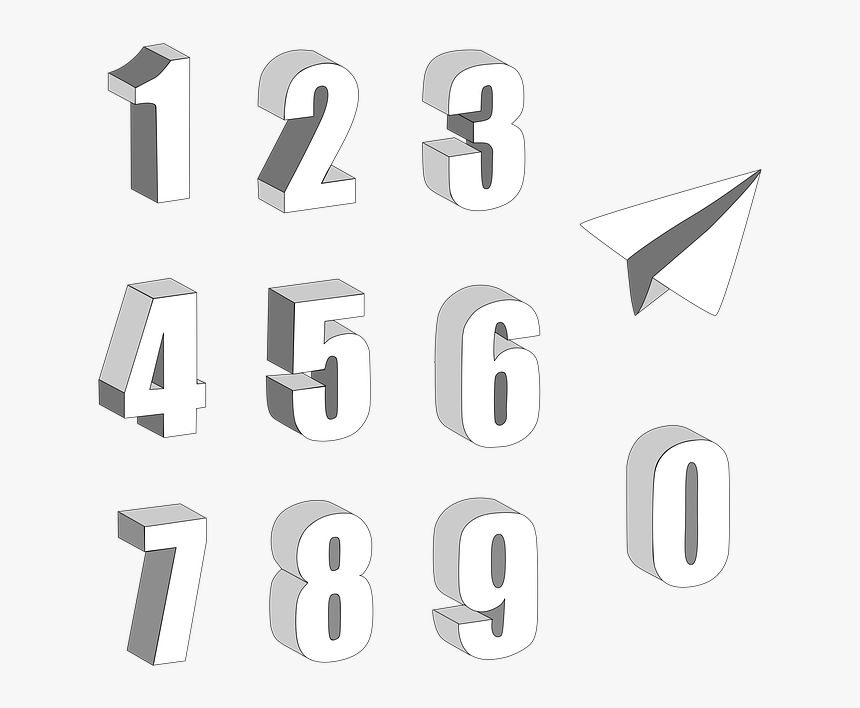 Numbers, 3d, Paper Airplane, Symbol, 3d Numbers, Digit - Graphics, HD ...