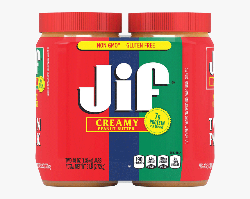 Jif Creamy Peanut Butter 48 Oz 2 Pk, HD Png Download , Transparent Png ...