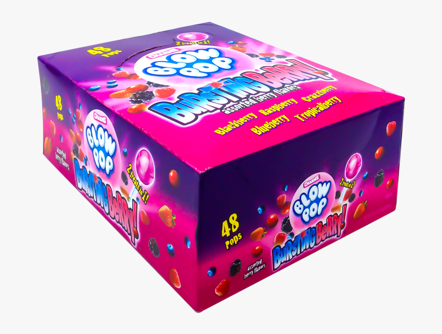 Charms Blow Pop Bursting Berry 48 Pops Box - Box, HD Png Download ...