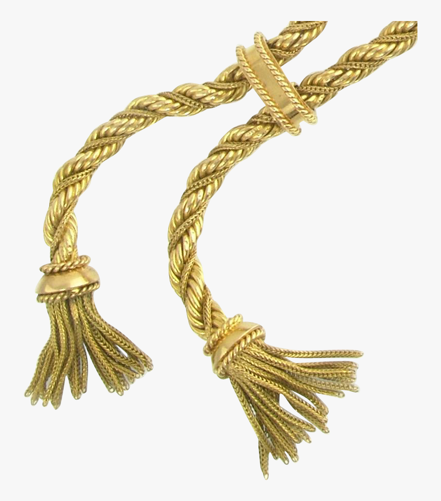 Vintage French 18k Gold Twisted Rope Chain Double Tassel - 18k Gold ...