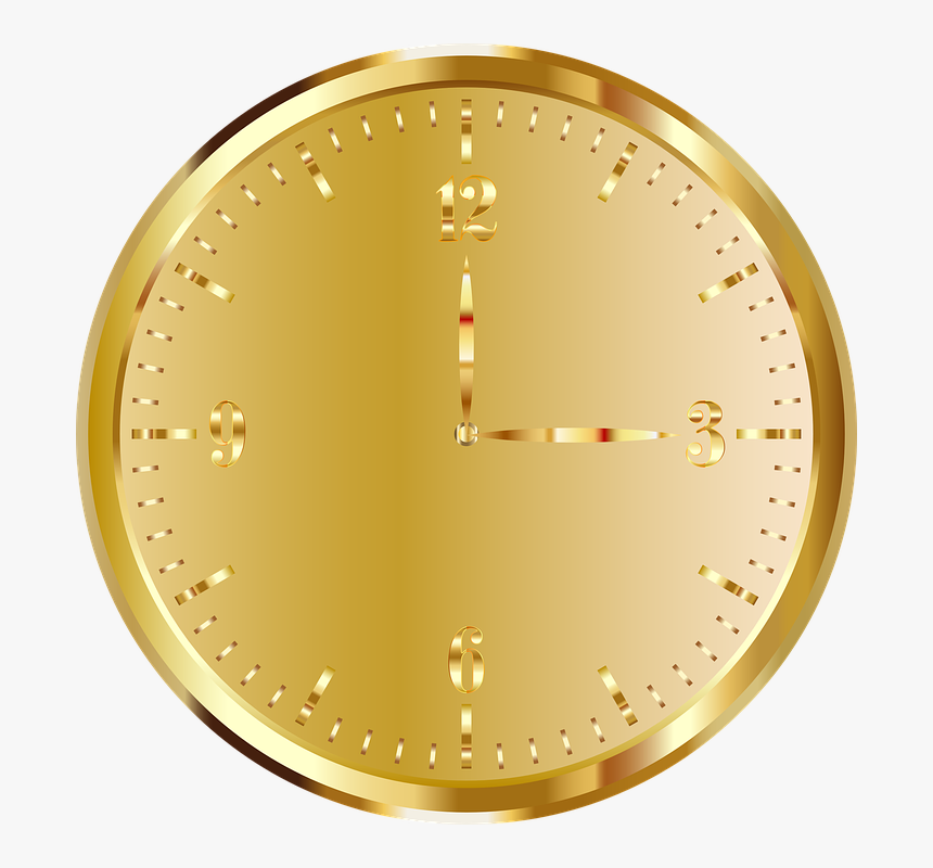 Clock, Golden, Time Indicating, Time Of, Gold, Time - Golden Clock Png ...