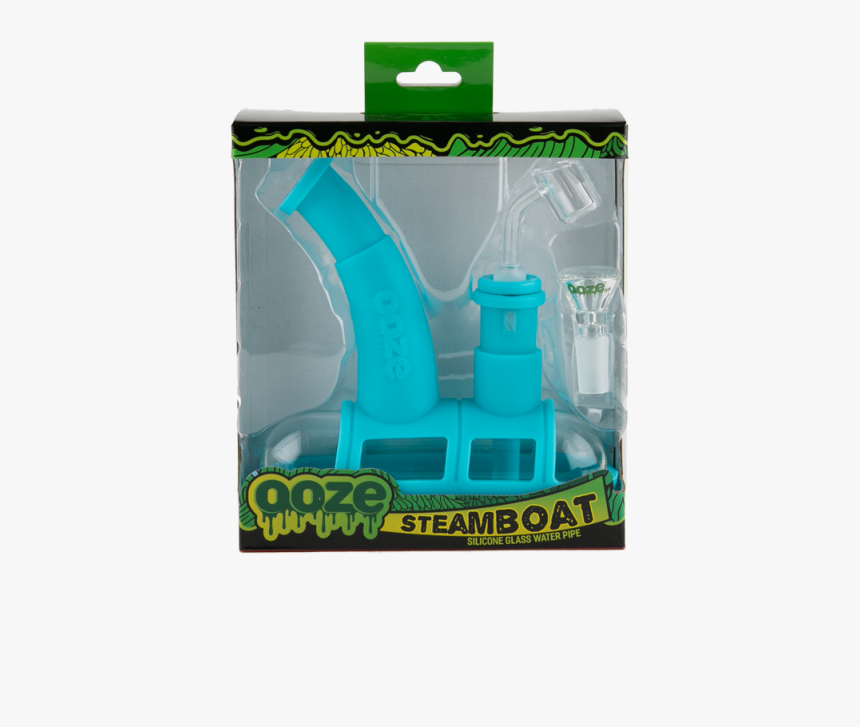 Ooze Steamboat Silicone Glass Pipe Teal Box - Ooze Steam Boat, HD Png ...