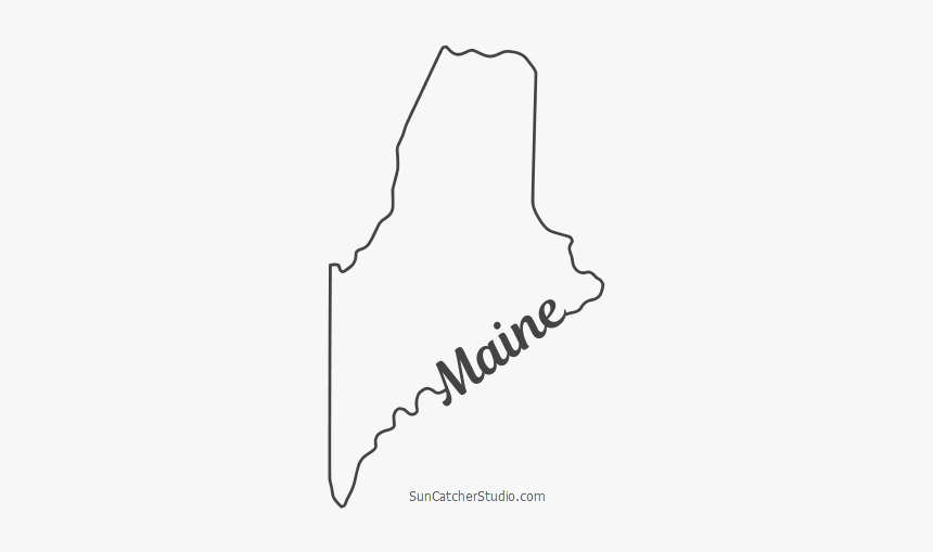 Free Maine Outline With State Name On Border, Cricut - Line Art, HD Png ...