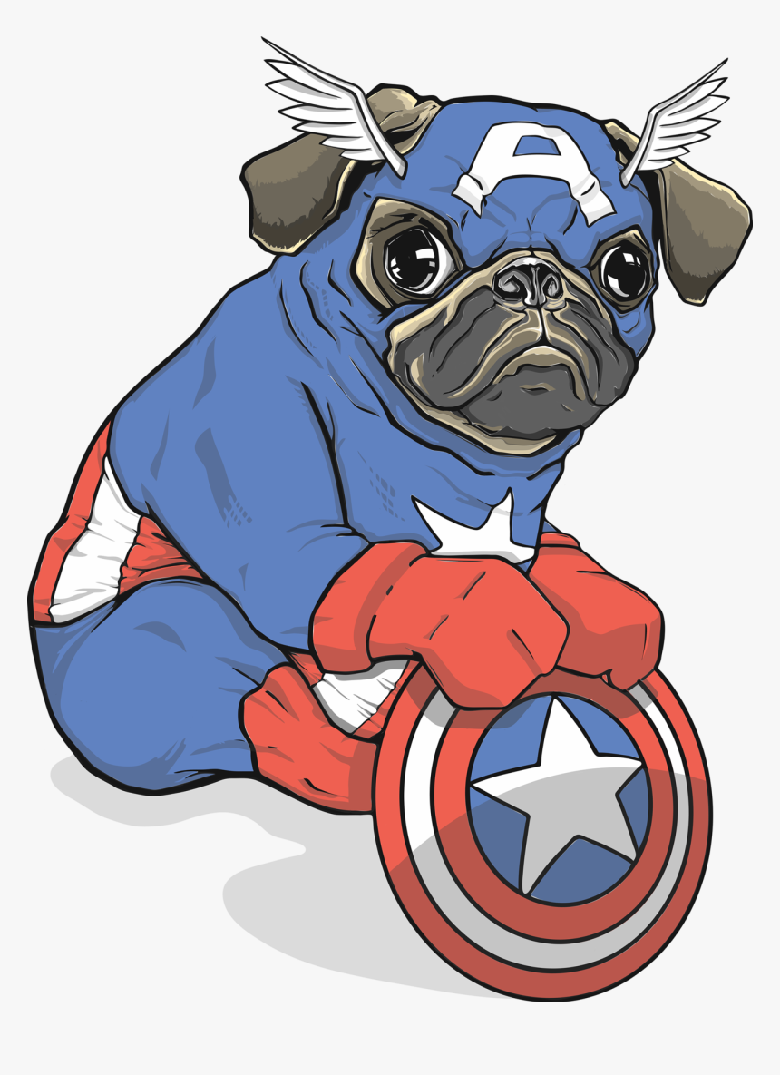 Captain Pug Art By Oleg Gorobets - Pug Superhero Png Clipart ...