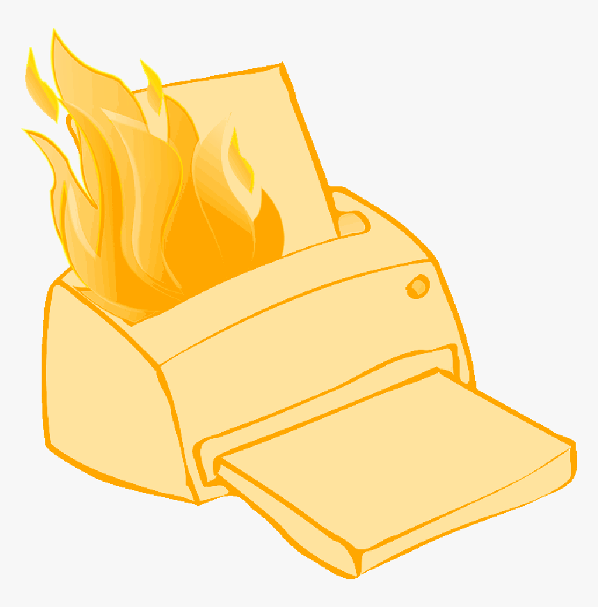 Printer, Paper, Fire, Cartoon, Hot, Electronics, Broken - Illustration ...