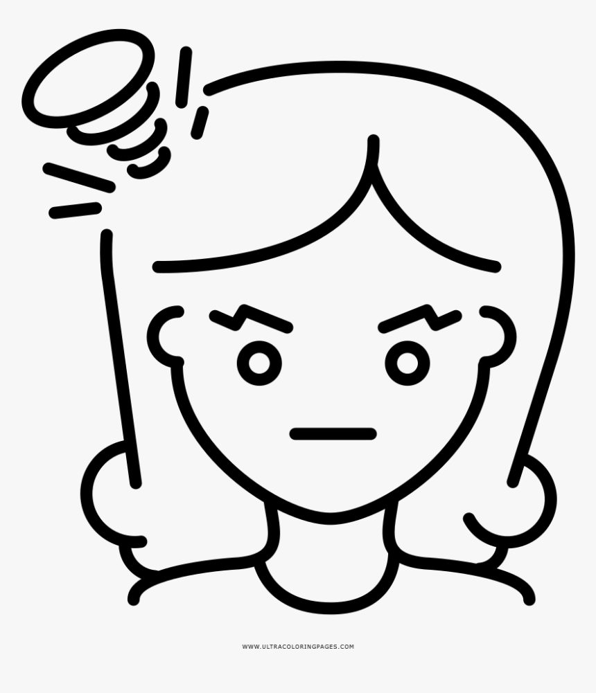 Girl Angry Coloring Page - Line Art, HD Png Download , Transparent Png ...