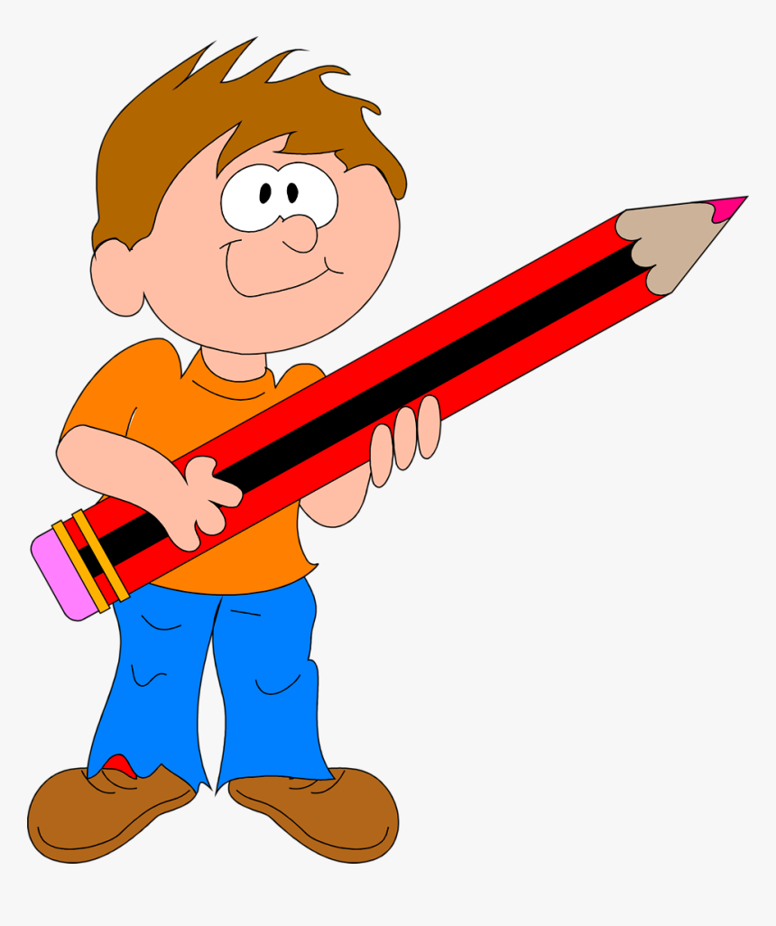 Child Holding Pencil Clipart Image