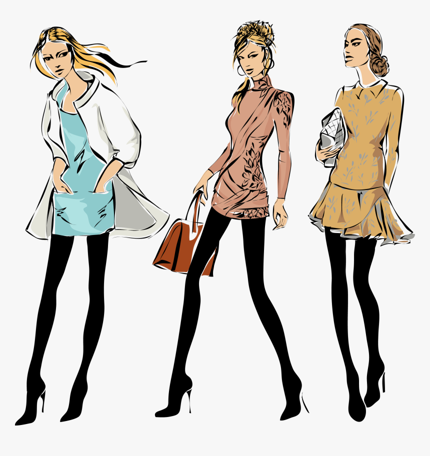 Cartoon Fashion Model Illustration - Transparent Fashion Model Clipart ...