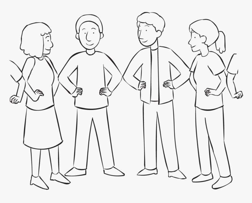 People Forming Tight Circle By Touching Elbows With - Drawing Of People ...