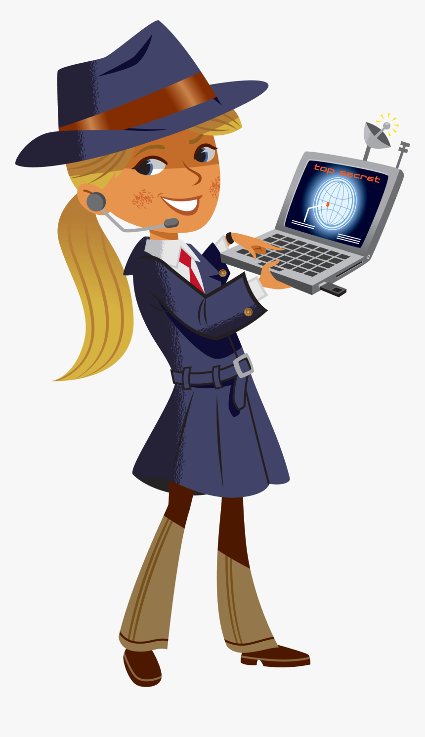 Secret Agent Girl Cartoon Clipart , Png Download - Female Secret Agent ...