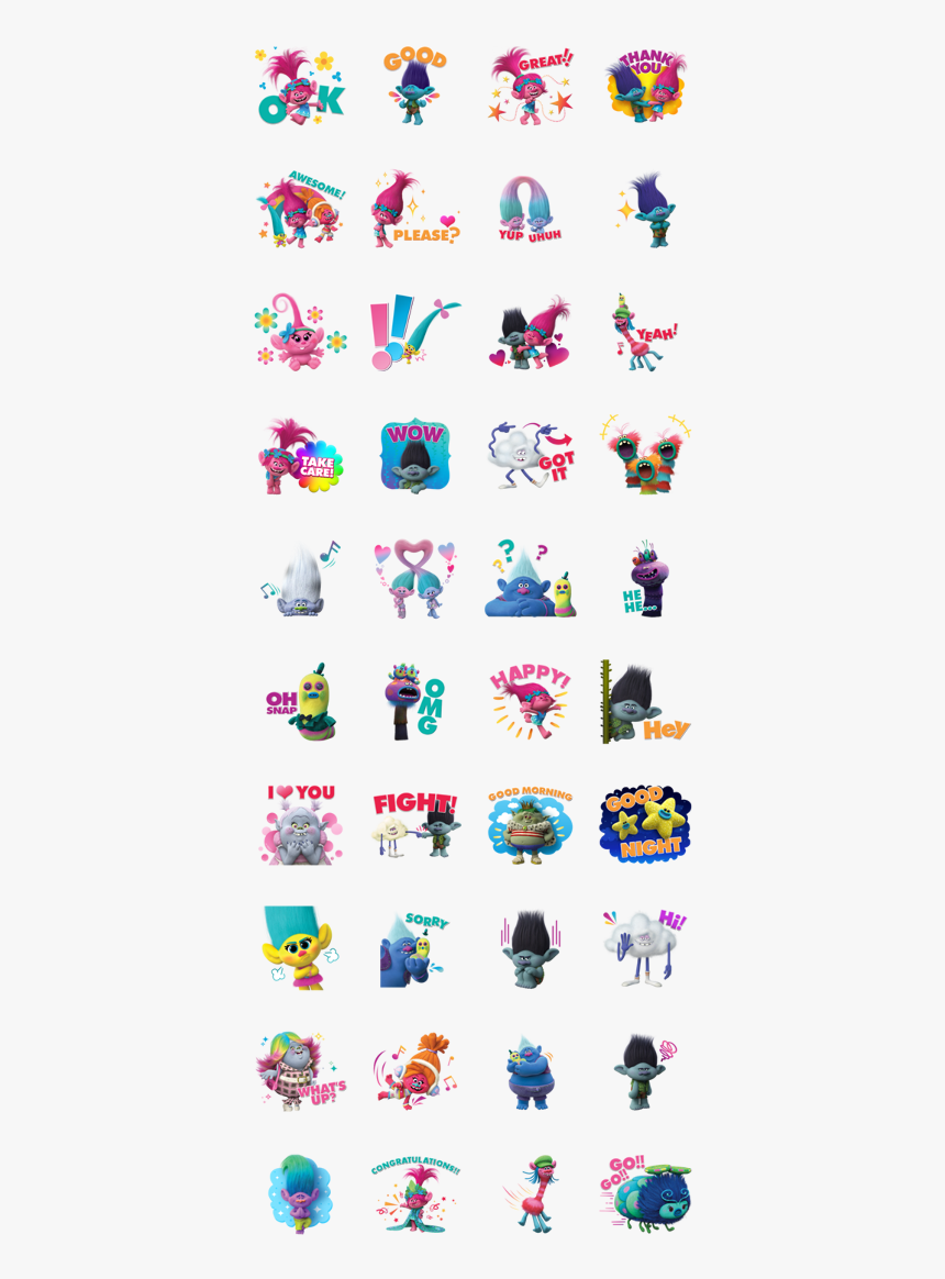 Trolls Stickers Line Sticker Gif & Png Pack, Transparent Png ...