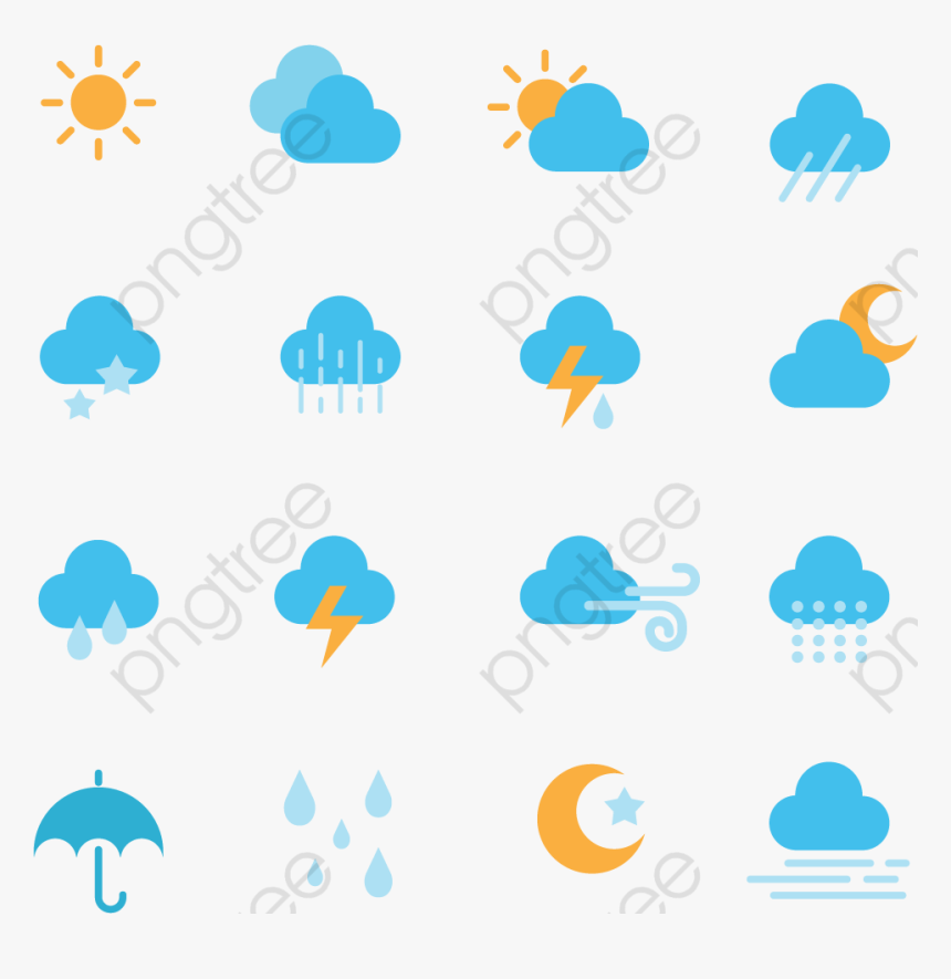 Transparent Weather Clip Art - Weather Symbols Png, Png Download ...