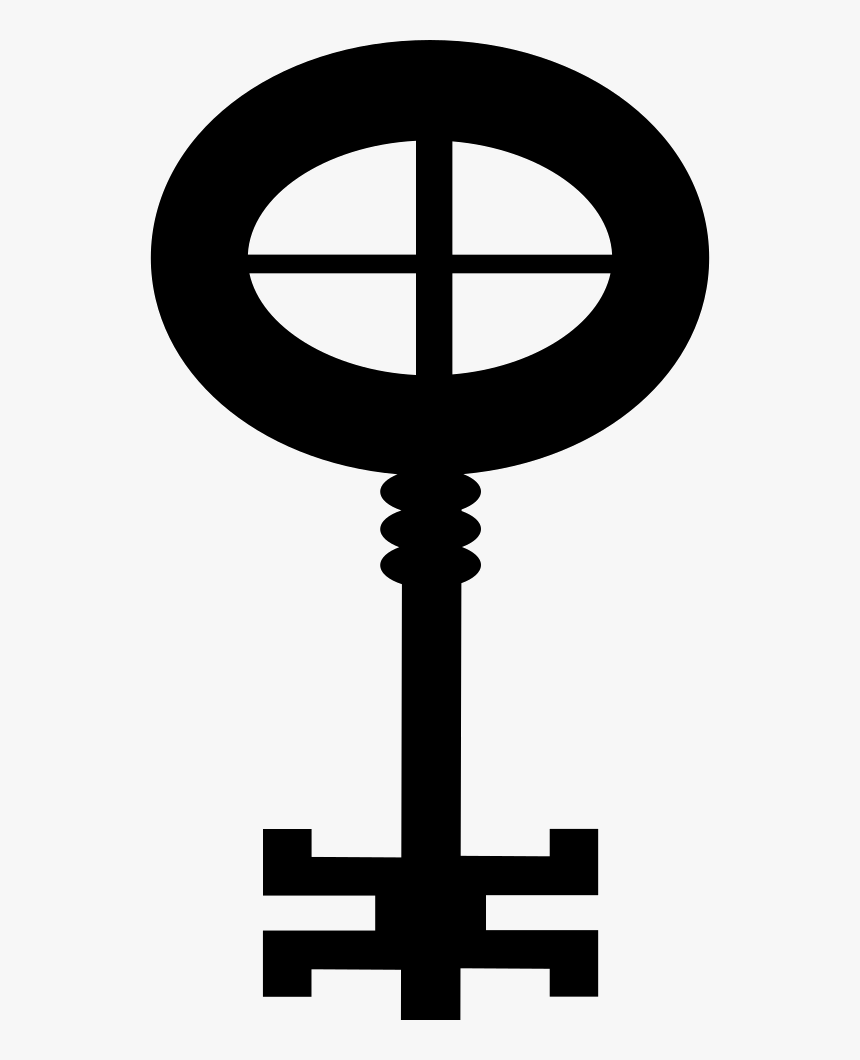 Key Design With Gross Oval And A Thin Cross Inside - Cross, HD Png ...