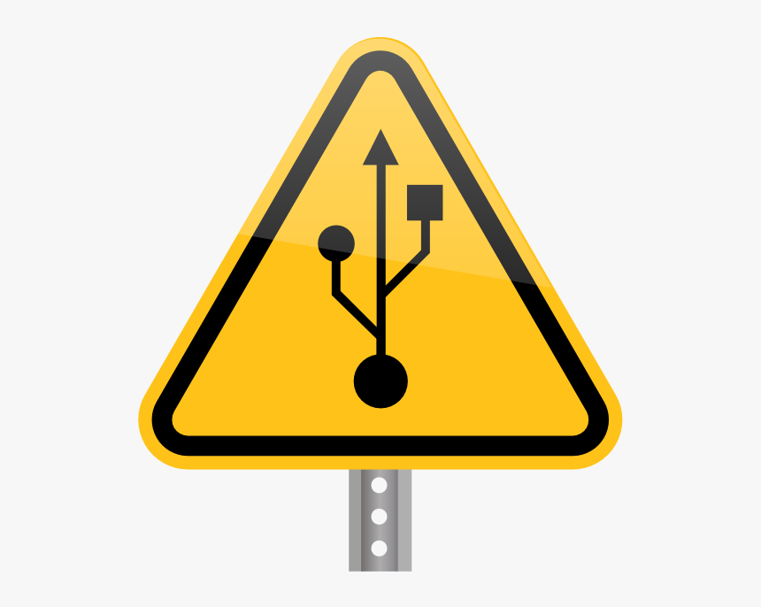 Road Warning Sign With Usb Symbol Svg - Usb Symbol, HD Png Download ...