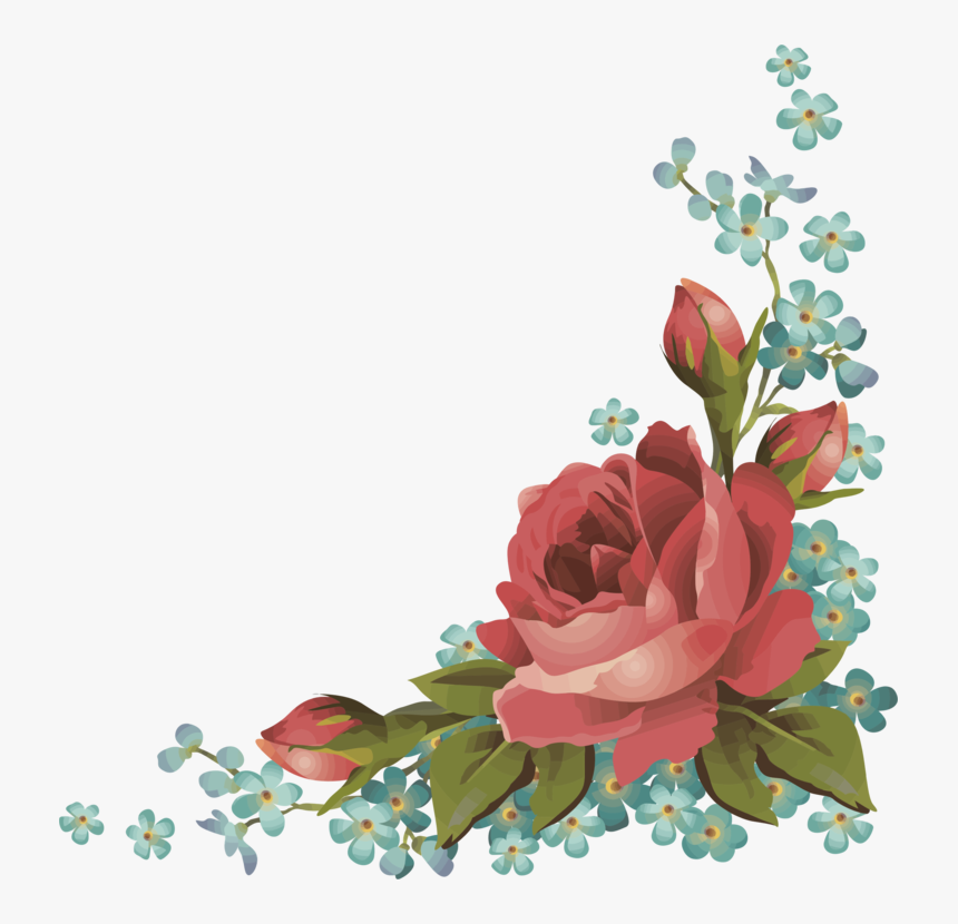 Computer Wallpaper,plant,flower - Flowers Frame Corner Border, HD Png ...