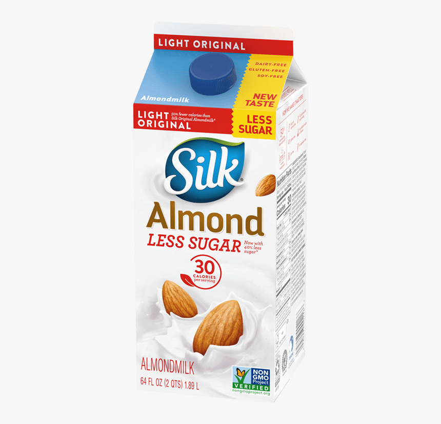 Silk® Less Sugar Original Almondmilk - Low Sugar Almond Milk, HD Png ...