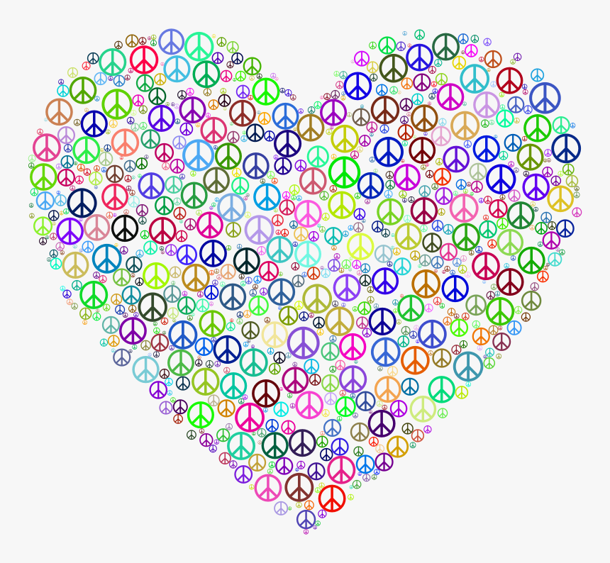 Prismatic Peace Sign Heart - Peace Sign And Heart, HD Png Download ...